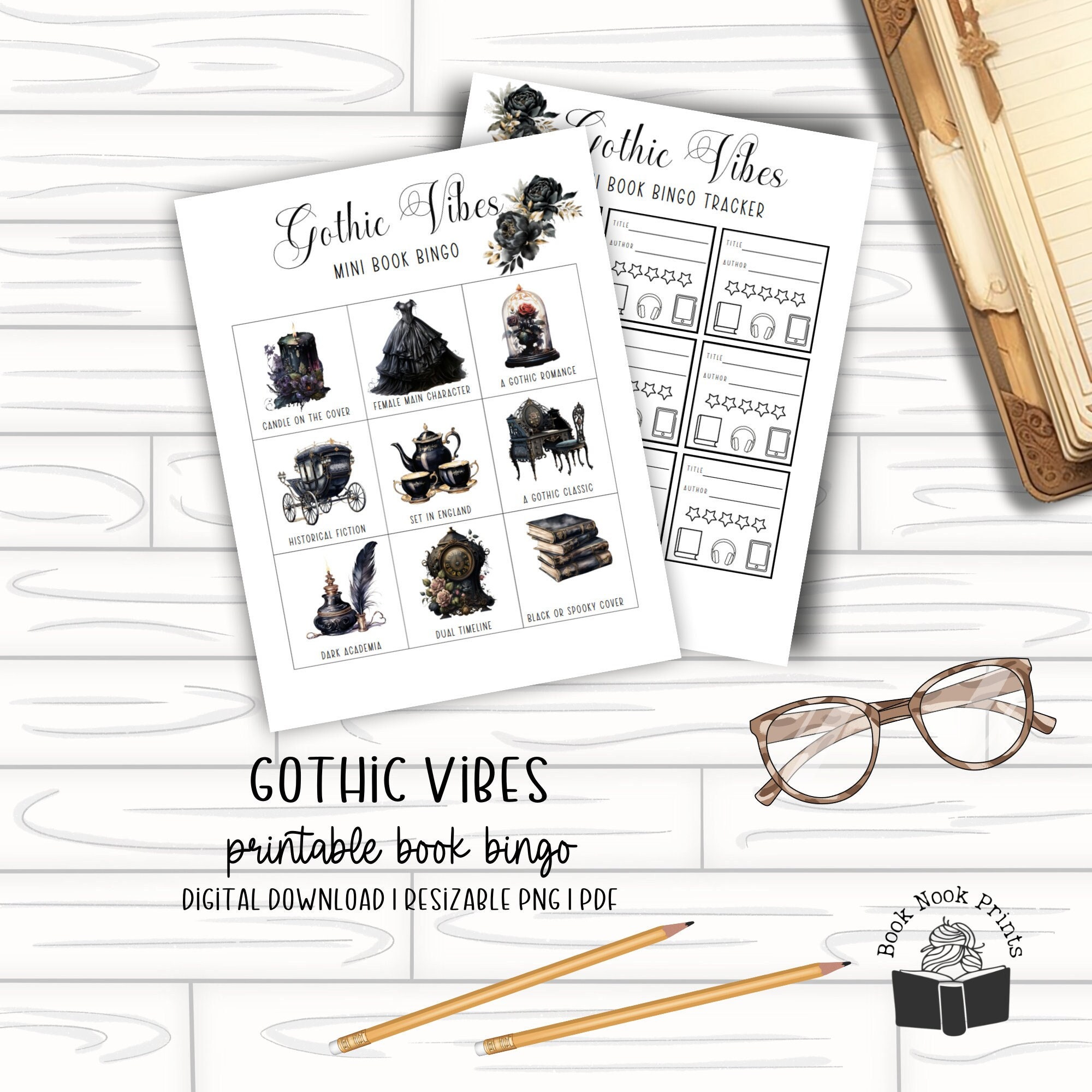 Gothic Vibes Mini Book Bingo Printable Reading Challenge Reading ...