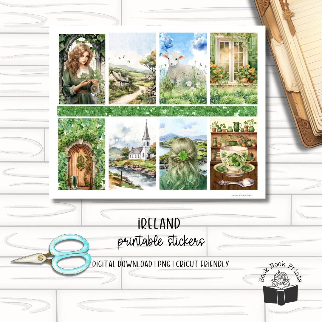 Ireland Printable Stickers PNG Cricut Cut File St. Patrick's Day Irish ...