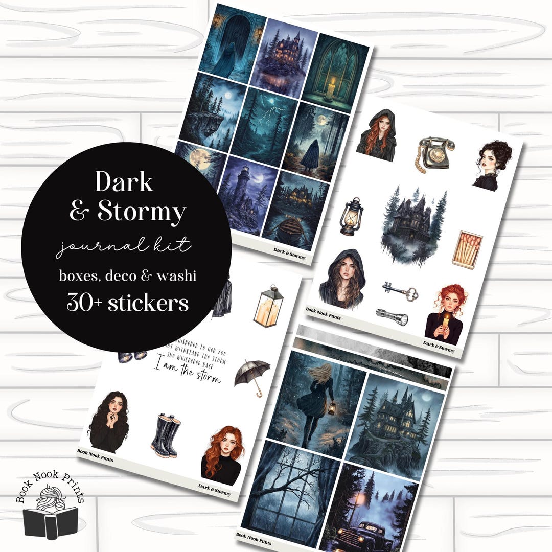 Dark & Stormy Journaling Kit Printable Stickers Planner Stickers ...