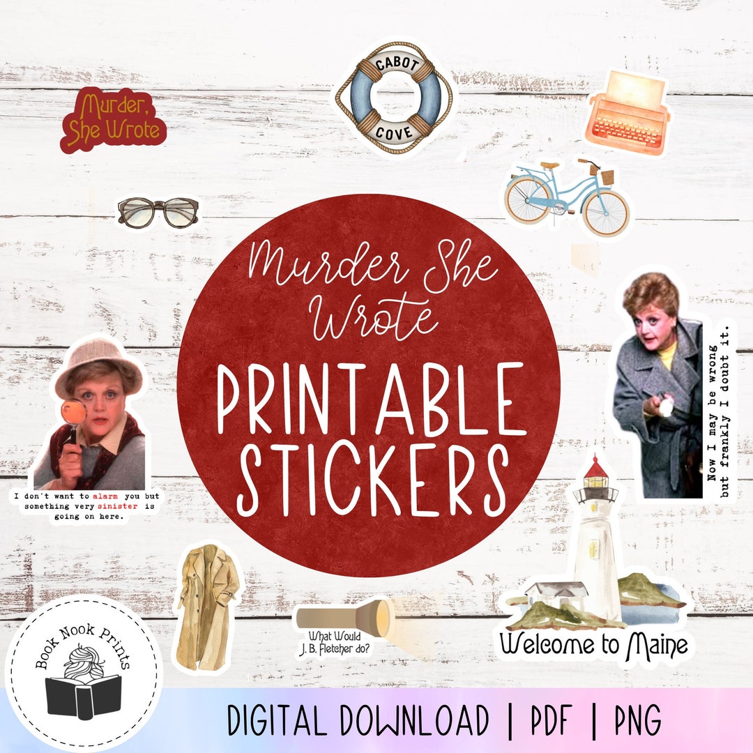 Murder, She Wrote Printable Sticker Set Printable Stickers PDF PNG ...