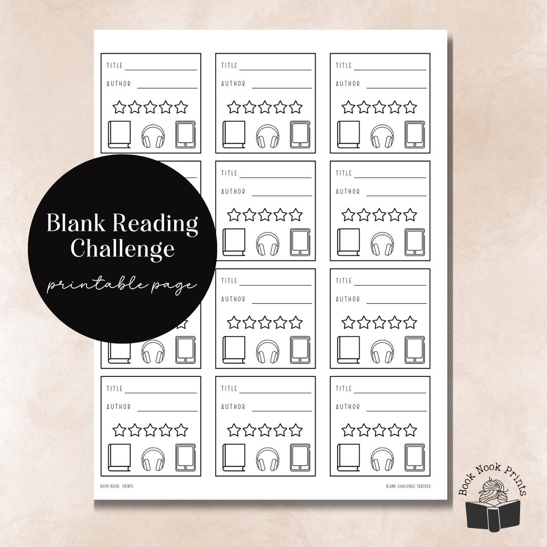 Blank Reading Challenge Reading Journal Book Tracker Digital Download ...