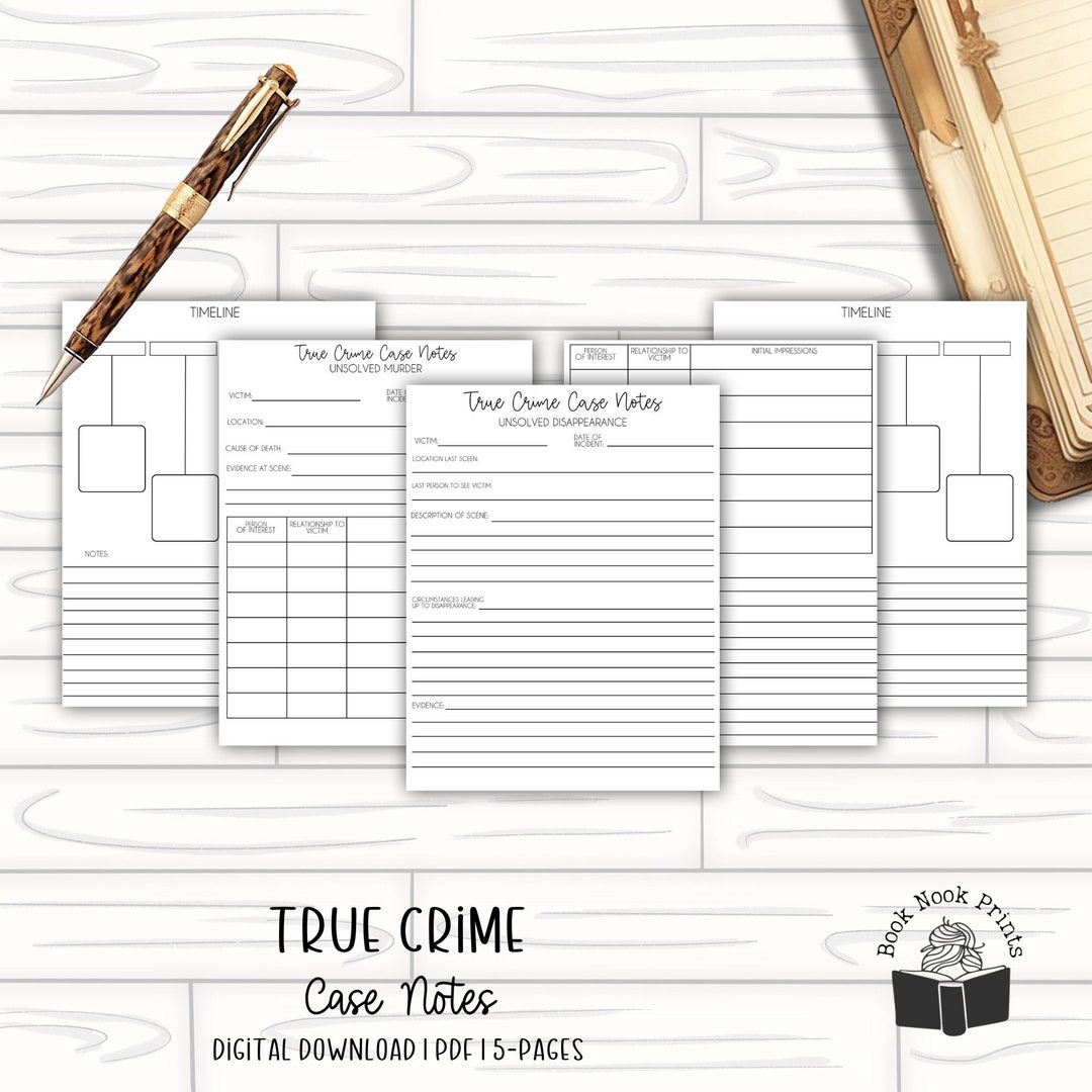 True Crime Case Notes | Printable Notes | Podcast Notes | PDF ...
