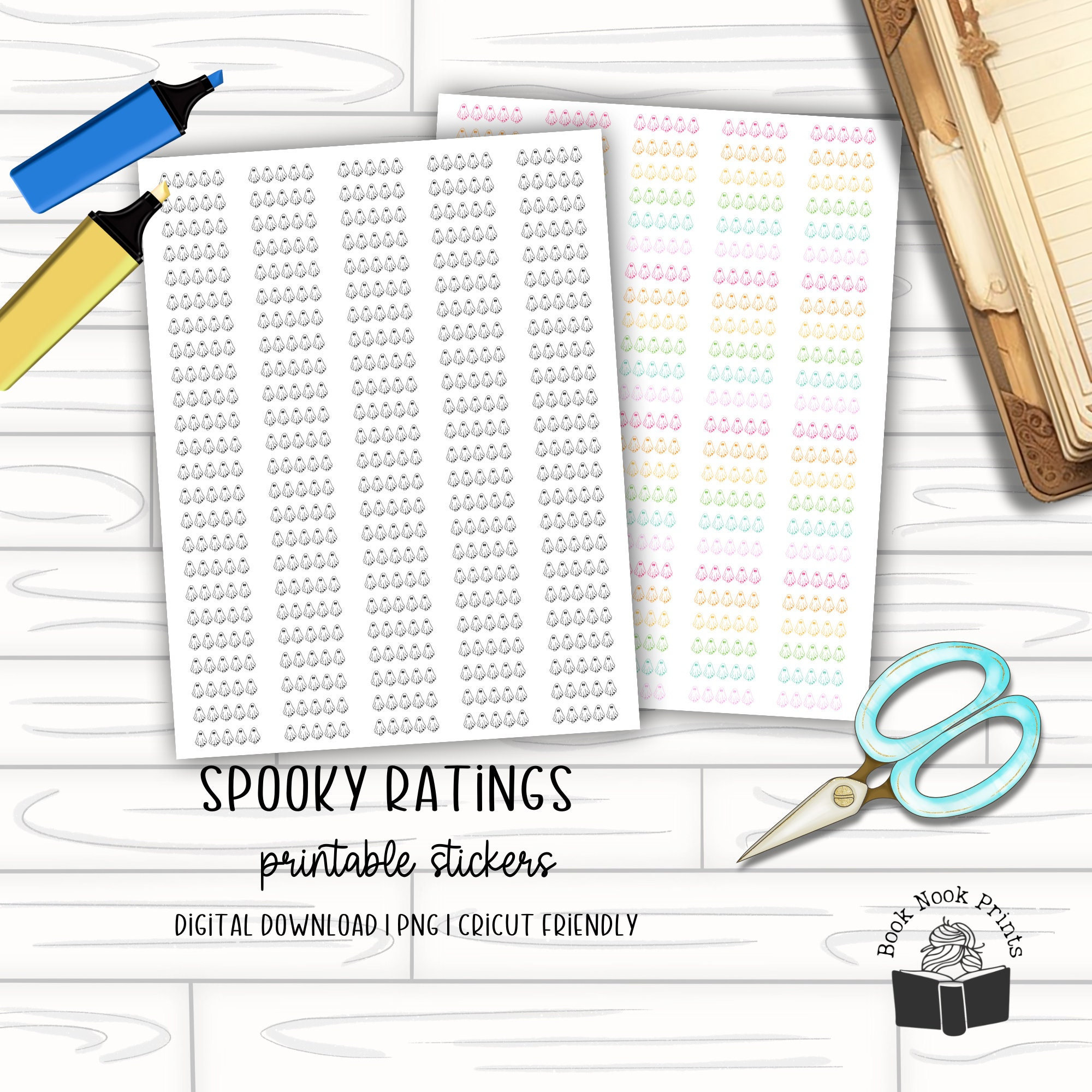 Spooky Rating Tracker Stickers Printable Book Tracker Reading Journal ...