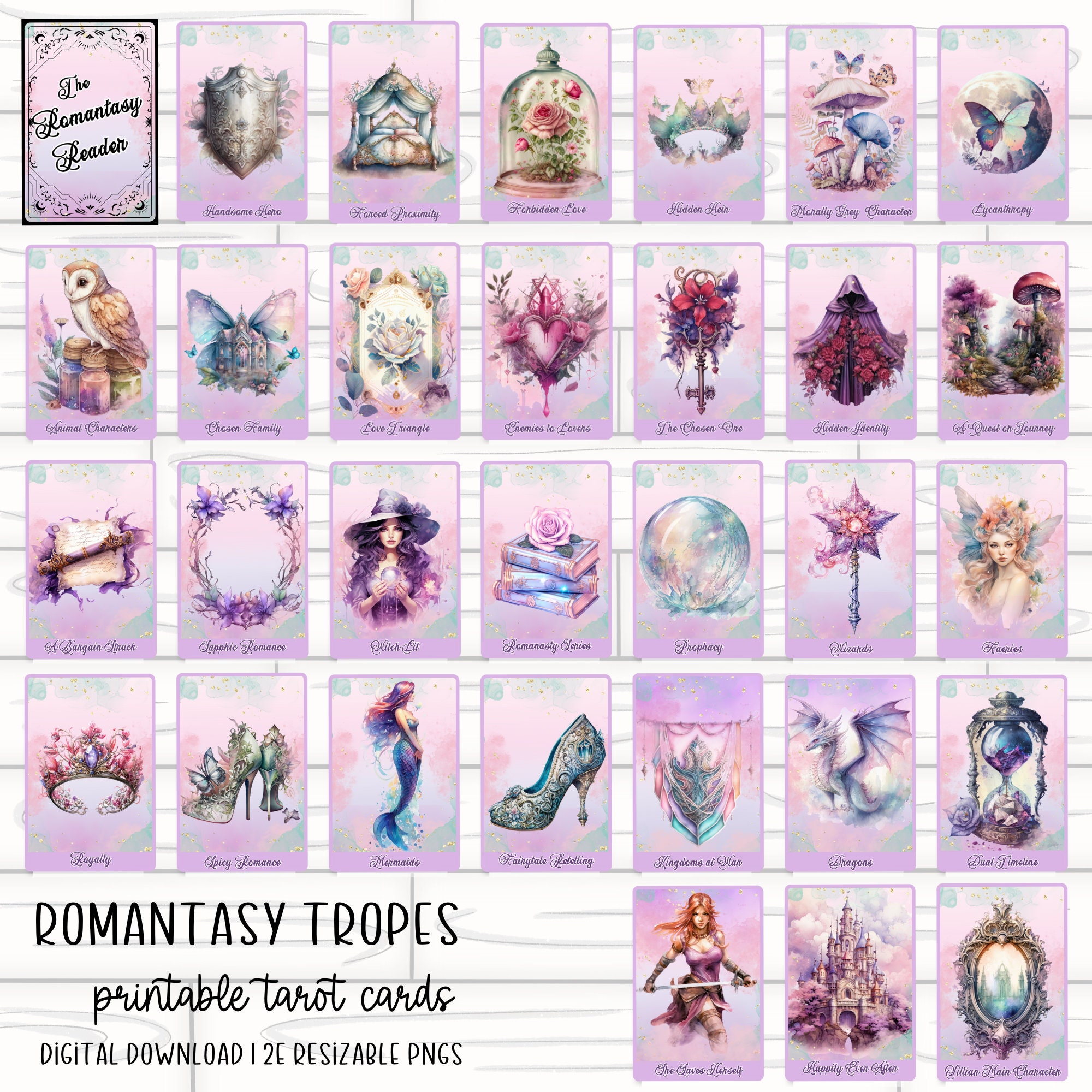 Printable Romantasy Trope Tarot Cards Printable Stickers Printable ...