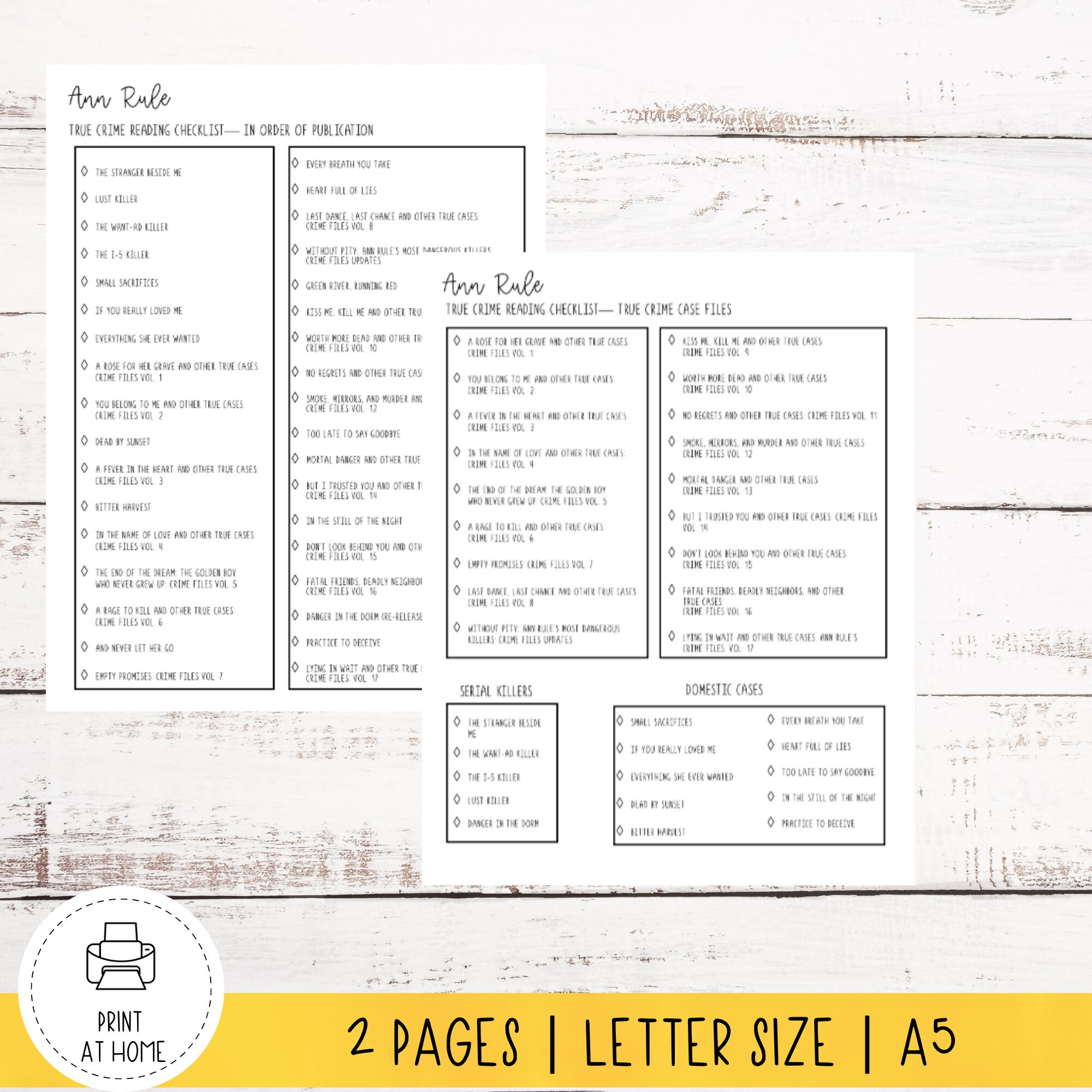 Printable Ann Rule Reading Challenge List | PDF | Book List | Book ...