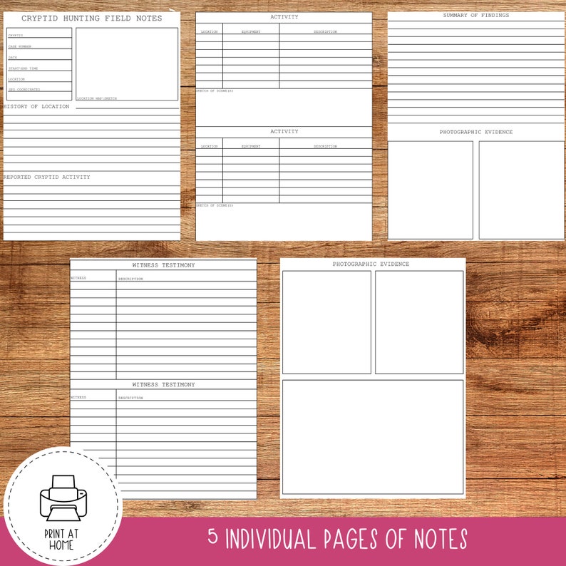 Cryptid Hunting Field Notes Printable Notes Printable - Etsy
