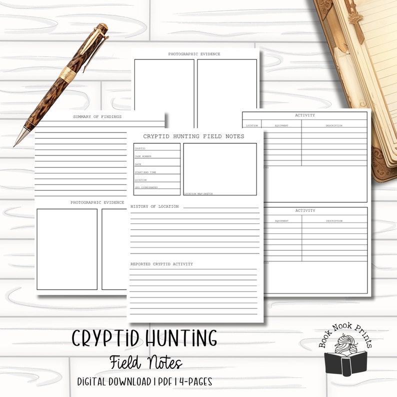Cryptid Hunting Field Notes | Printable Notes | Printable Planner ...