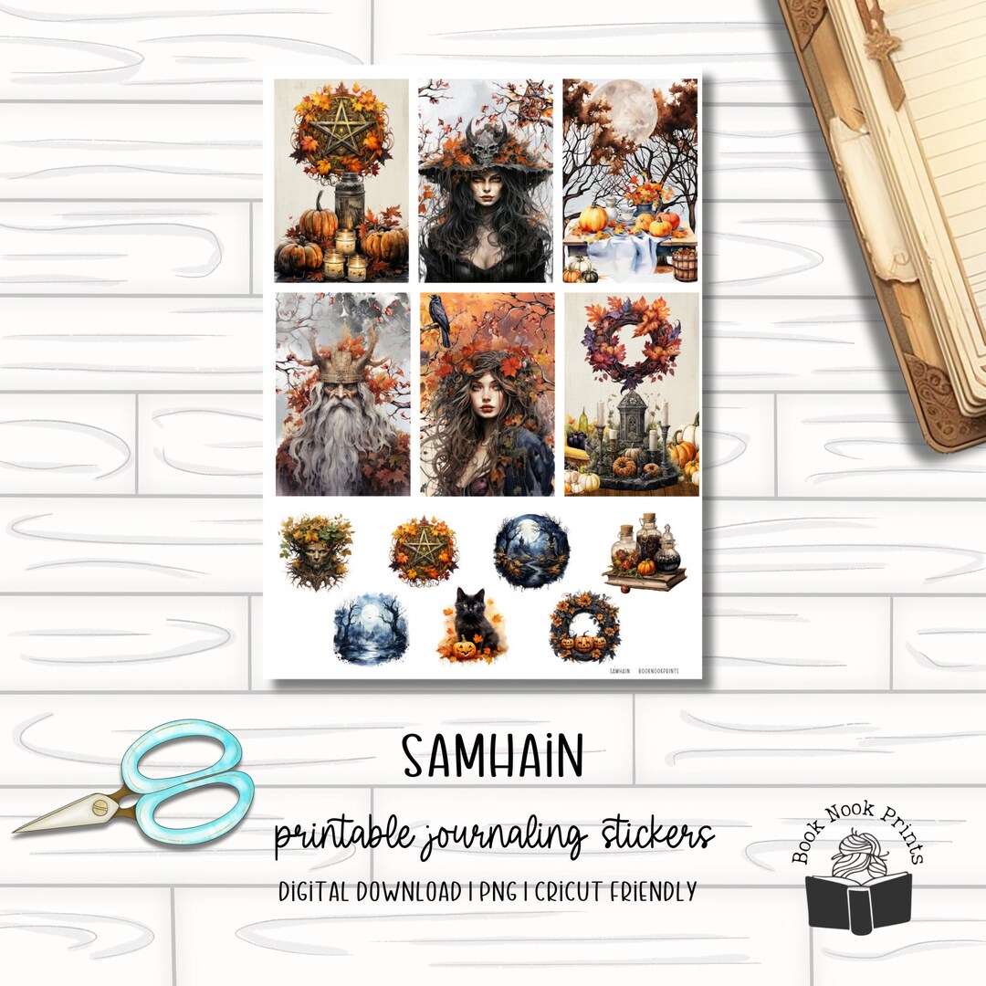 Samhain Printable Planner Stickers PNG Cricut Cut File Pagan Wiccan ...