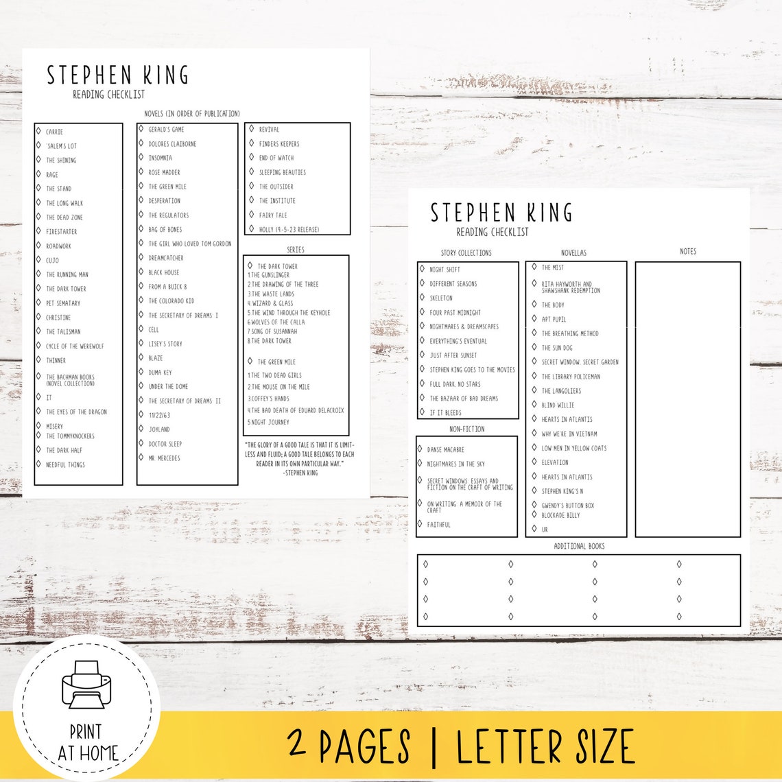 Printable Stephen King Reading Challenge List | PDF | Book List | Book ...