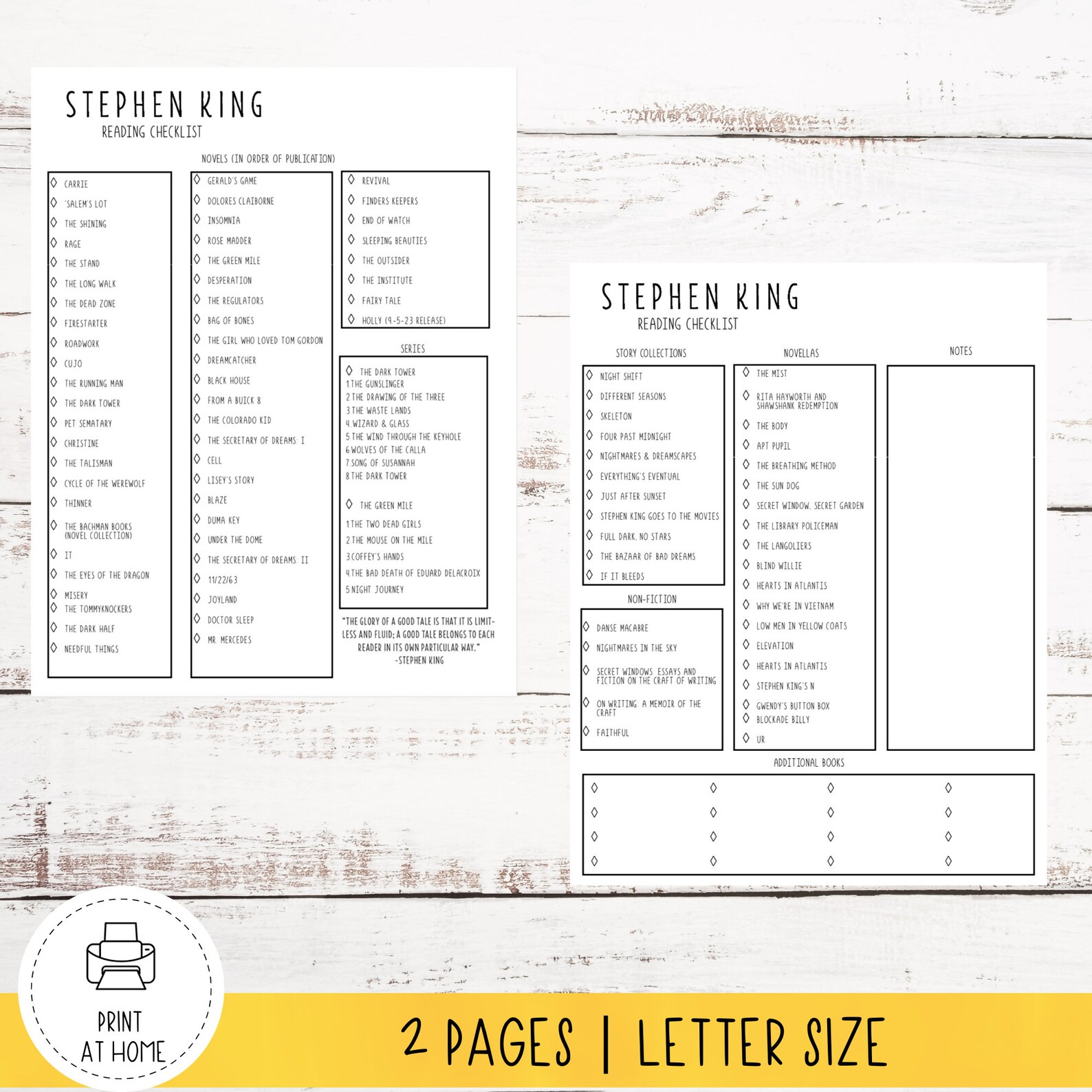 Printable Stephen King Reading Challenge List | PDF | Book List | Book ...