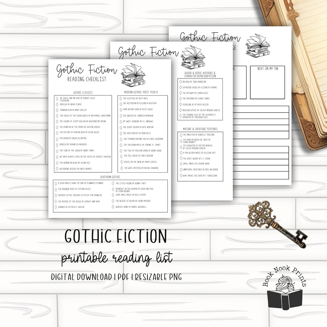 Gothic Fiction Reading Checklist | Printable Reading List | Book ...