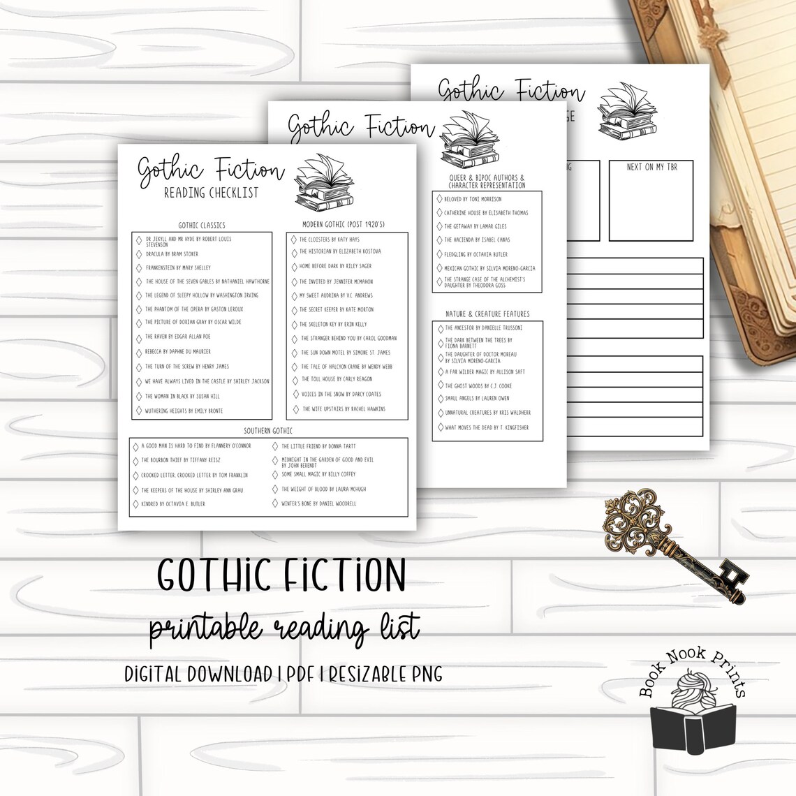 Gothic Fiction Reading Checklist | Book List Tracker (digital Download ...