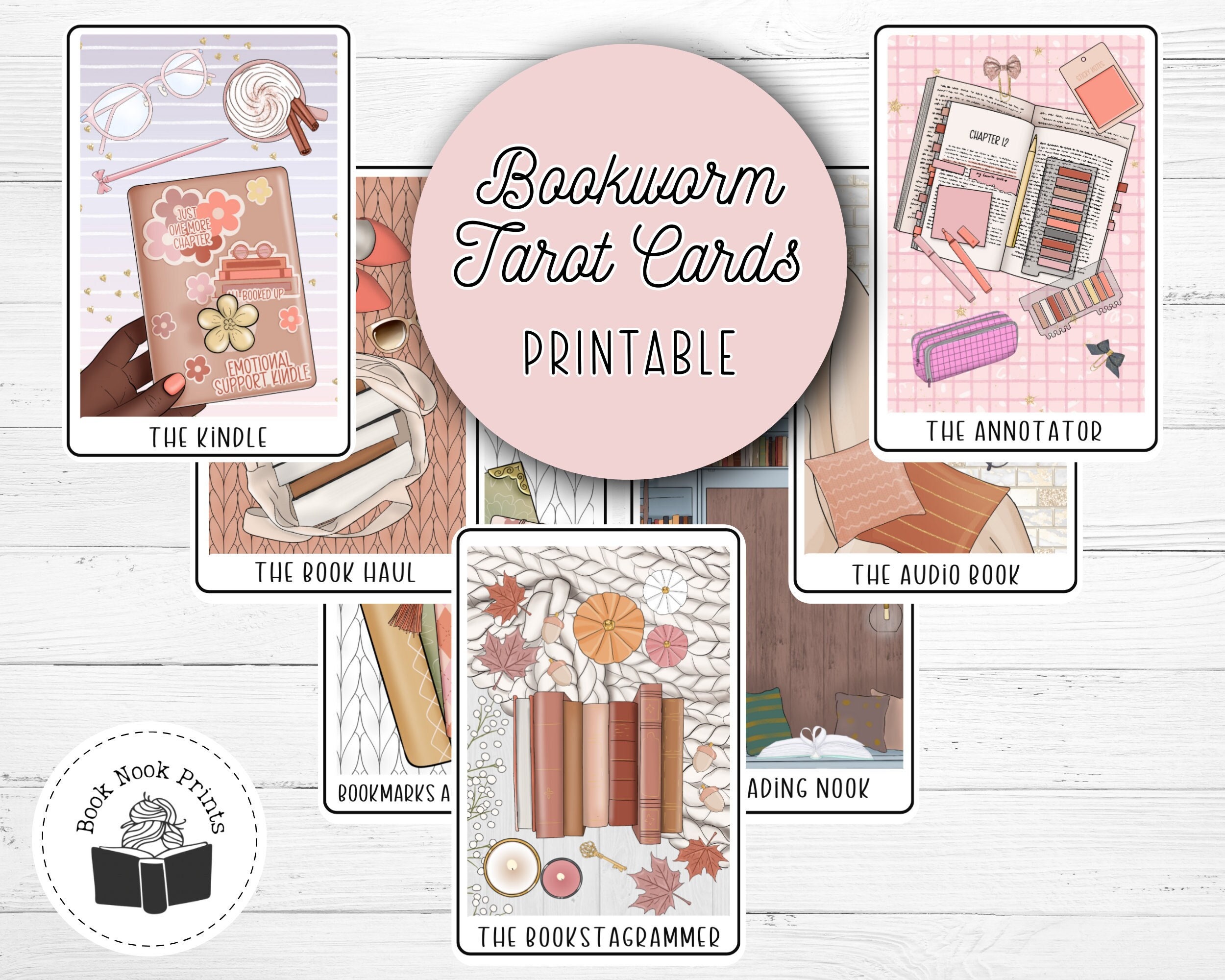 Printable Bookworm Tarot Cards Printable Stickers Printable Cards TBR ...