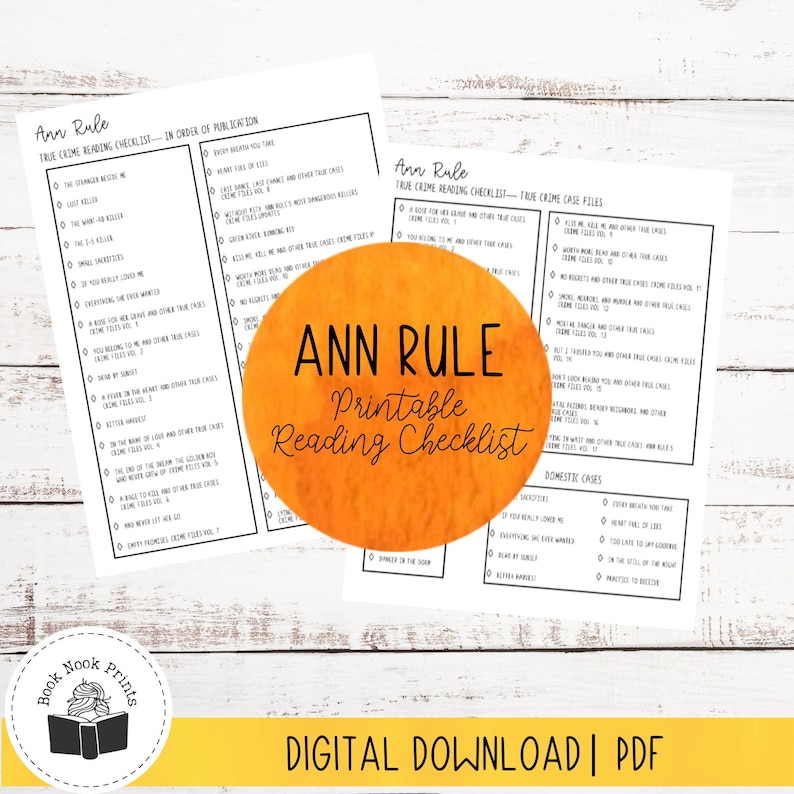 Printable Ann Rule Reading Challenge List | PDF | Book List | Book ...