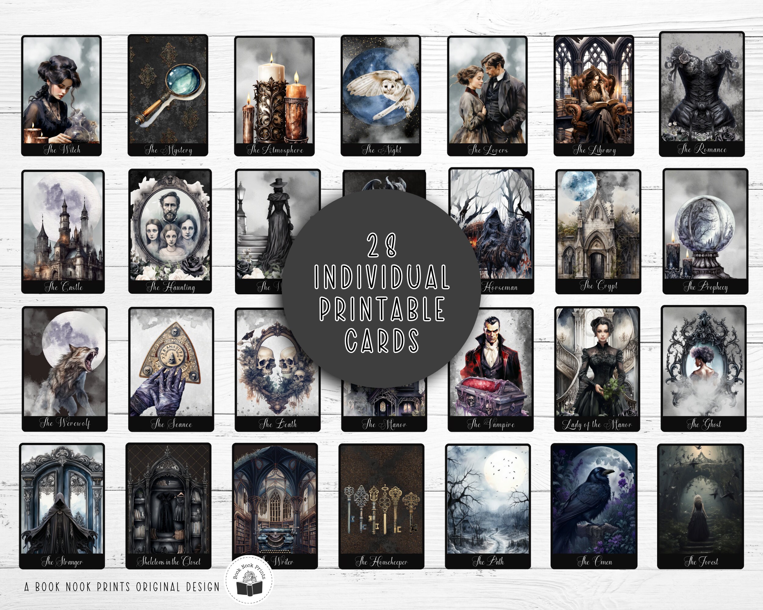 Printable Gothic Tarot Cards Printable Stickers Printable Cards TBR ...