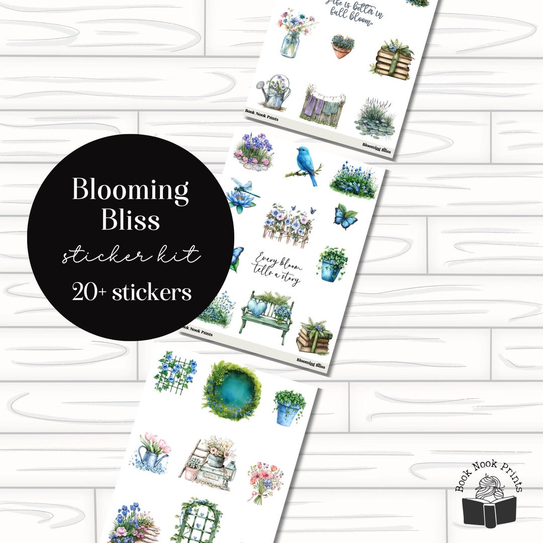 Blooming Bliss Sticker Kit Printable Stickers Planner Stickers Reading ...