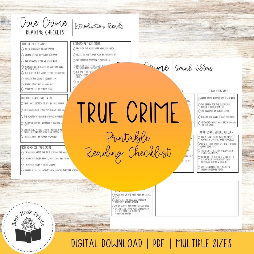 True Crime Reading Checklist PDF Reading Tracker Printable - Etsy Australia