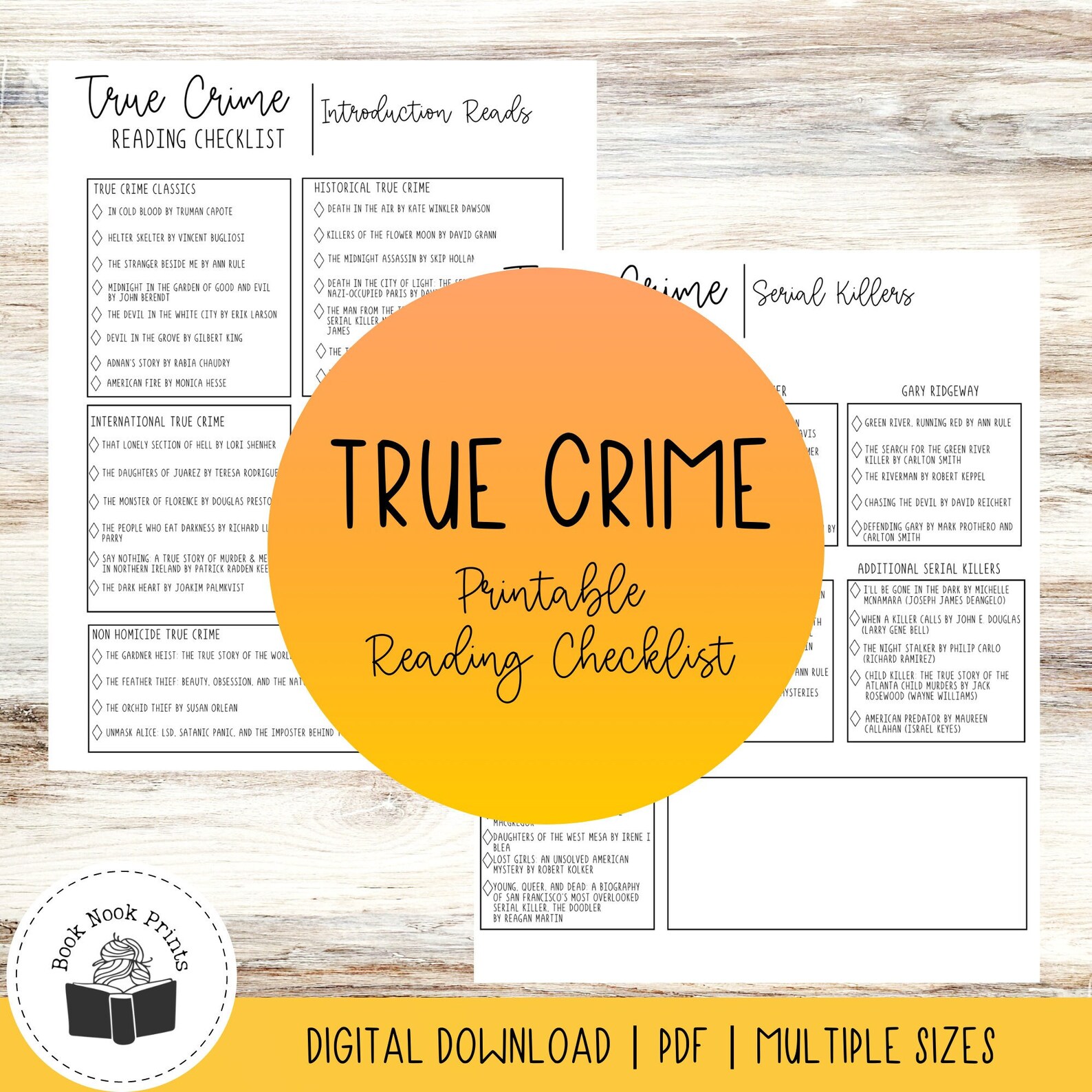 True Crime Reading Checklist PDF Reading Tracker Printable - Etsy