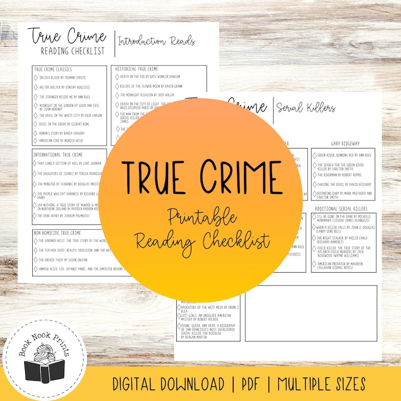 True Crime Reading Checklist PDF Reading Tracker Printable - Etsy