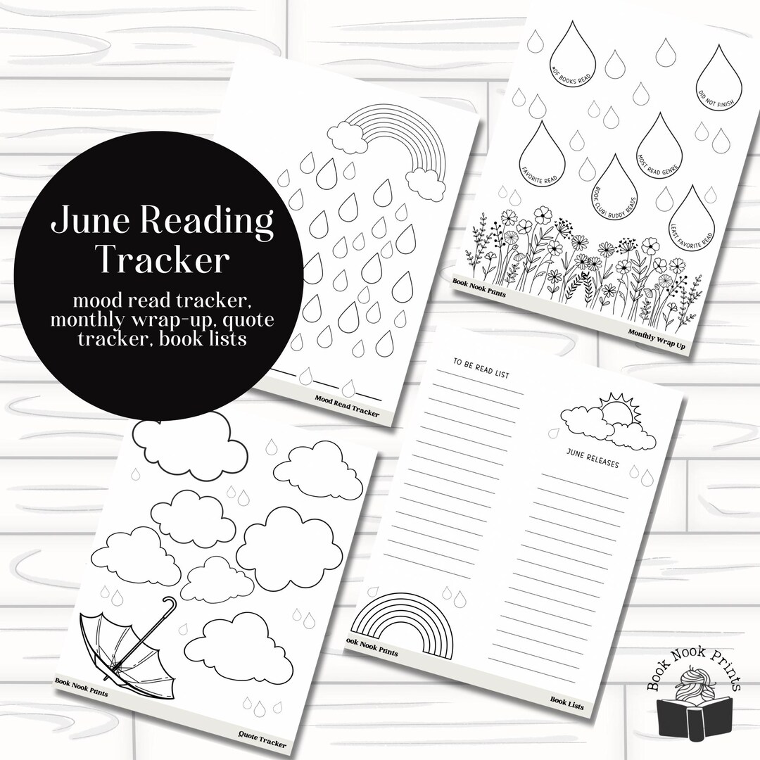 June Monthly Reading Tracker Printable PNG Reading Journal Book Tracker ...