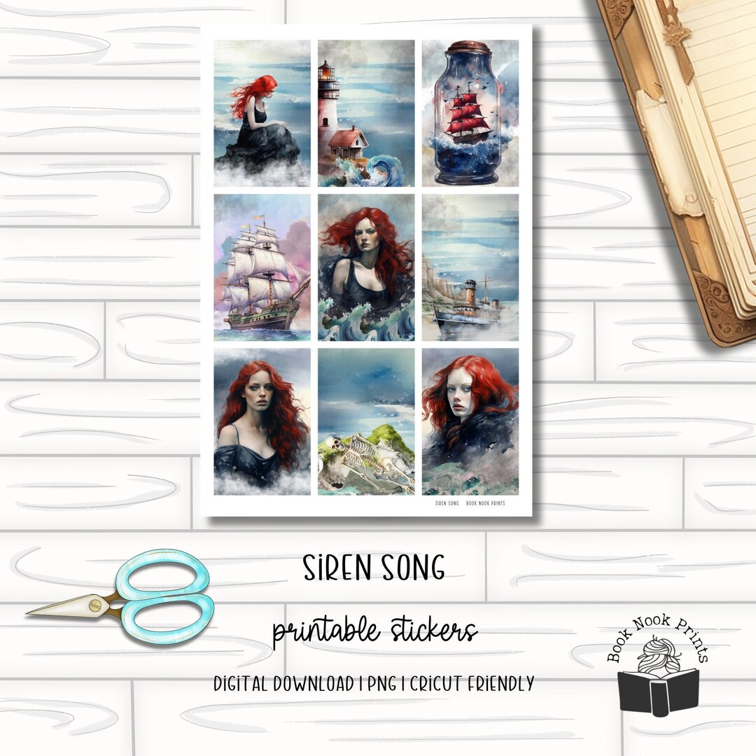 Siren Song Printable Stickers PNG Cricut Cut File Folklore Dark Tales ...