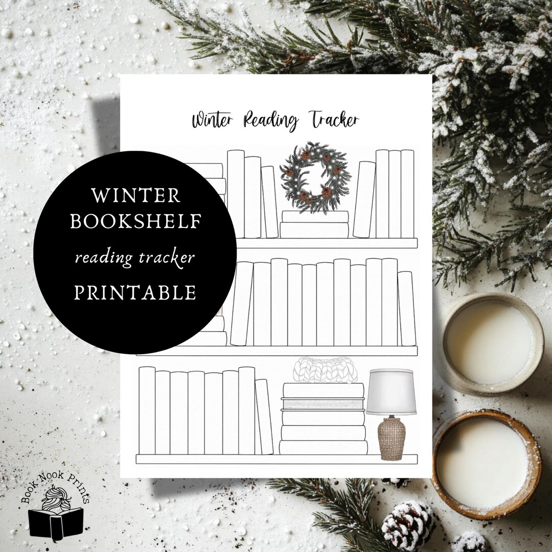 Winter Reading Tracker Printable Journal PNG Book Tracker Cozy Books ...