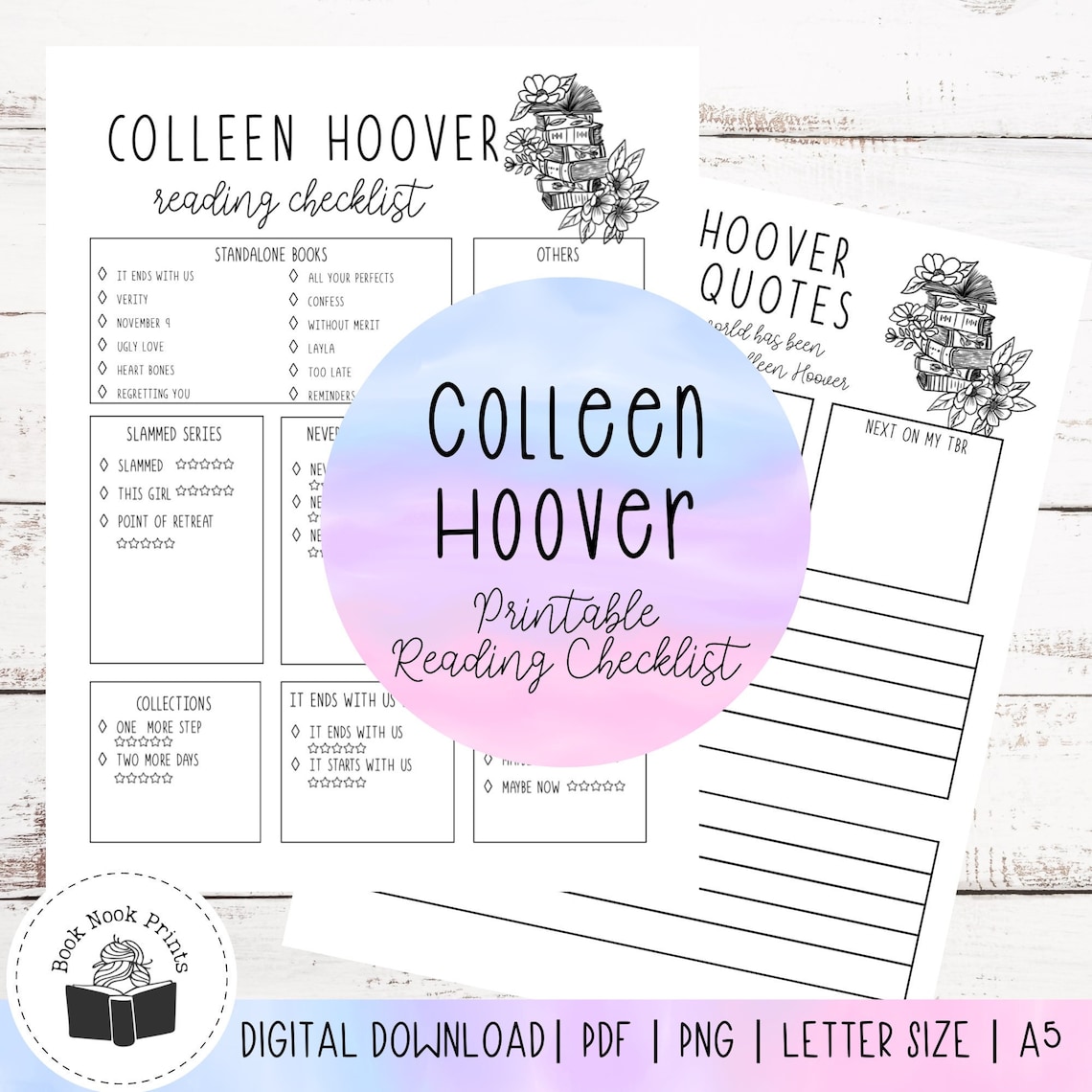 Colleen Hoover Reading List Printable Reading List Book - Etsy