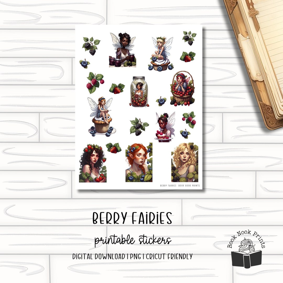 Berry Fairies Printable Stickers Planner Stickers Reading Journal PNG ...