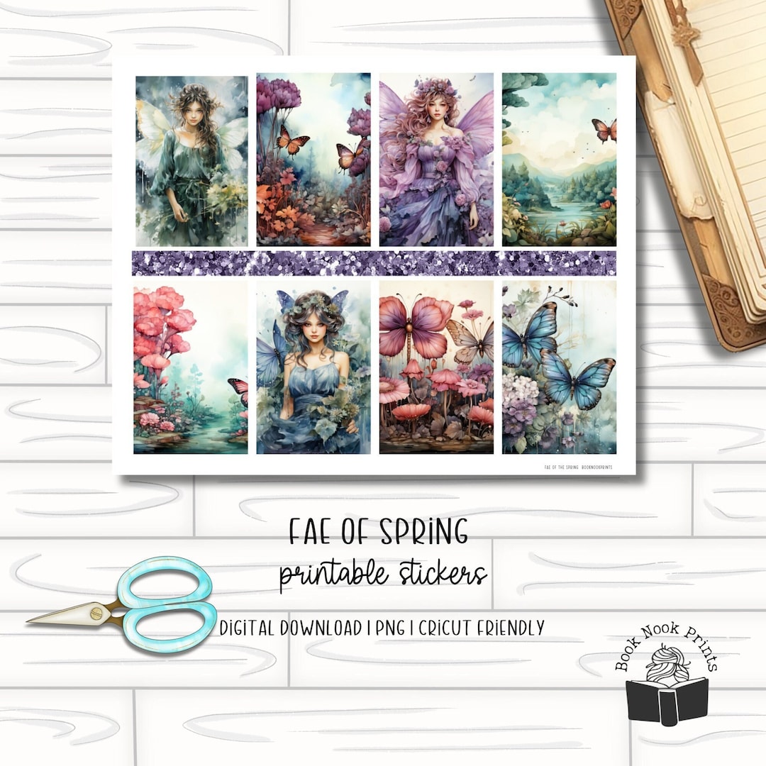Fae of Spring Printable Stickers PNG Cricut Cut File Faries Spring ...