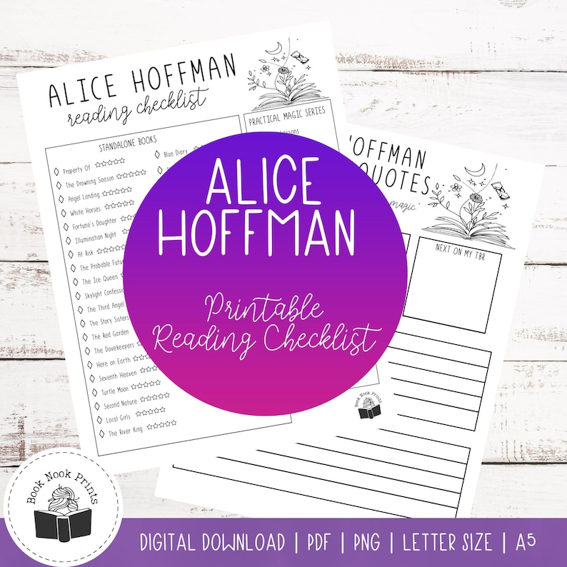 Alice Hoffman Reading Checklist Printable Reading List - Etsy