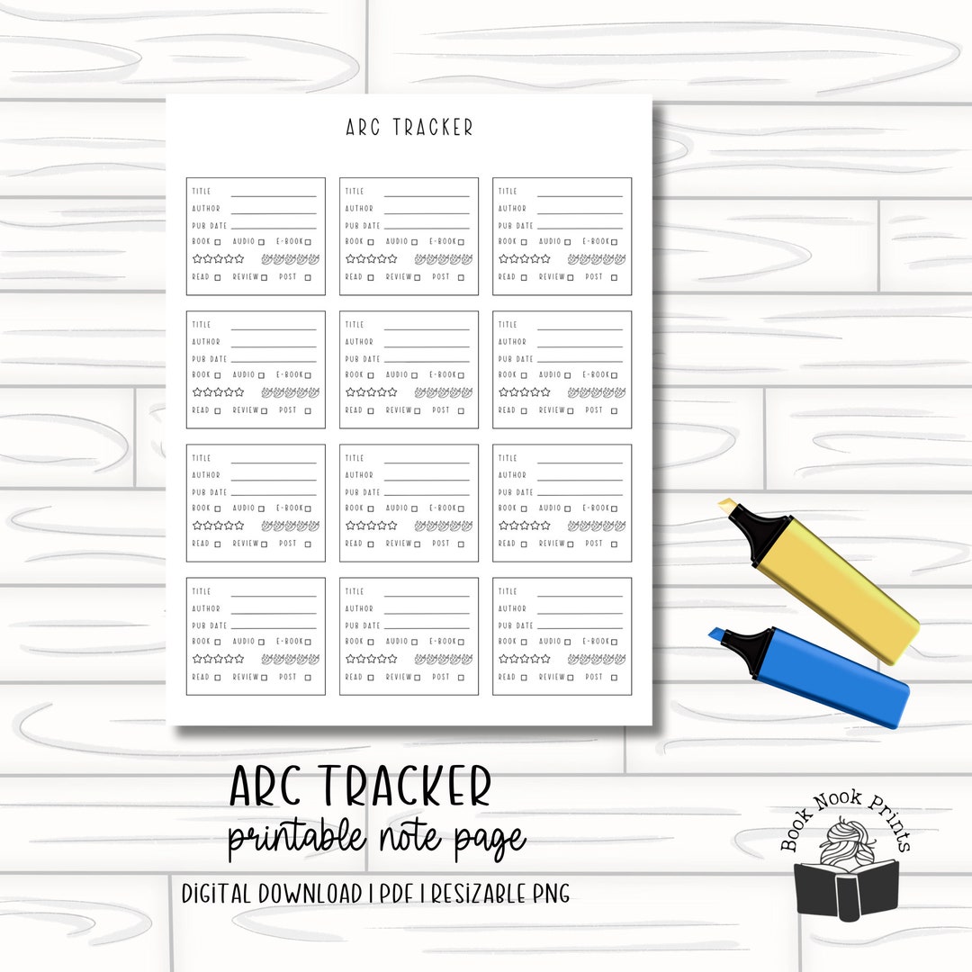 Printable ARC Tracker | Reading Journal | Book Tracker | Digital ...