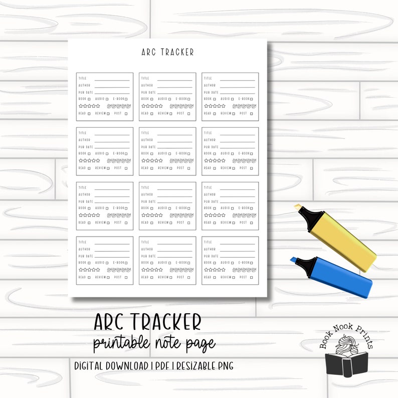 Printable ARC Tracker | Reading Journal | Book Tracker | Digital ...