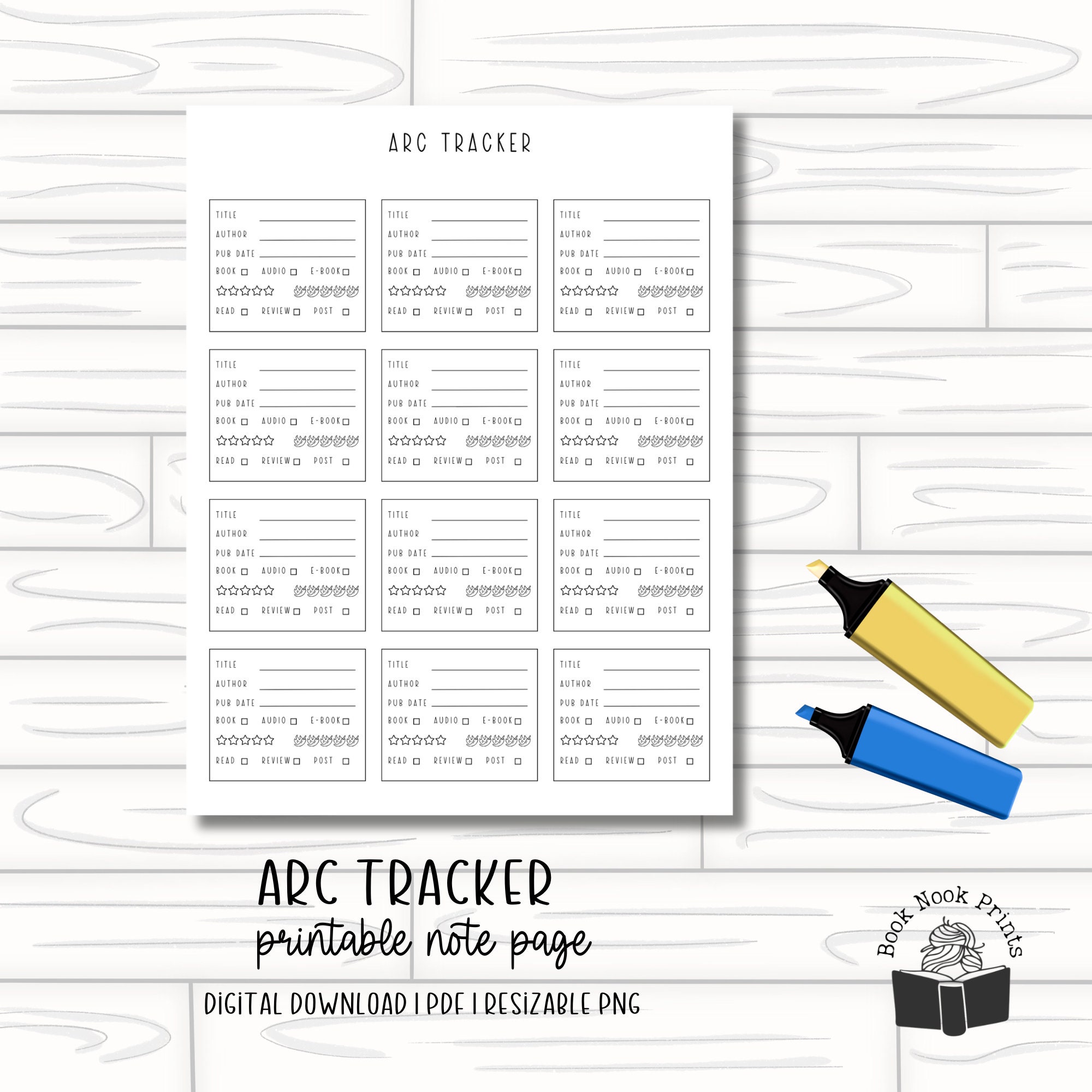 Printable ARC Tracker | Reading Journal | Book Tracker | Digital ...