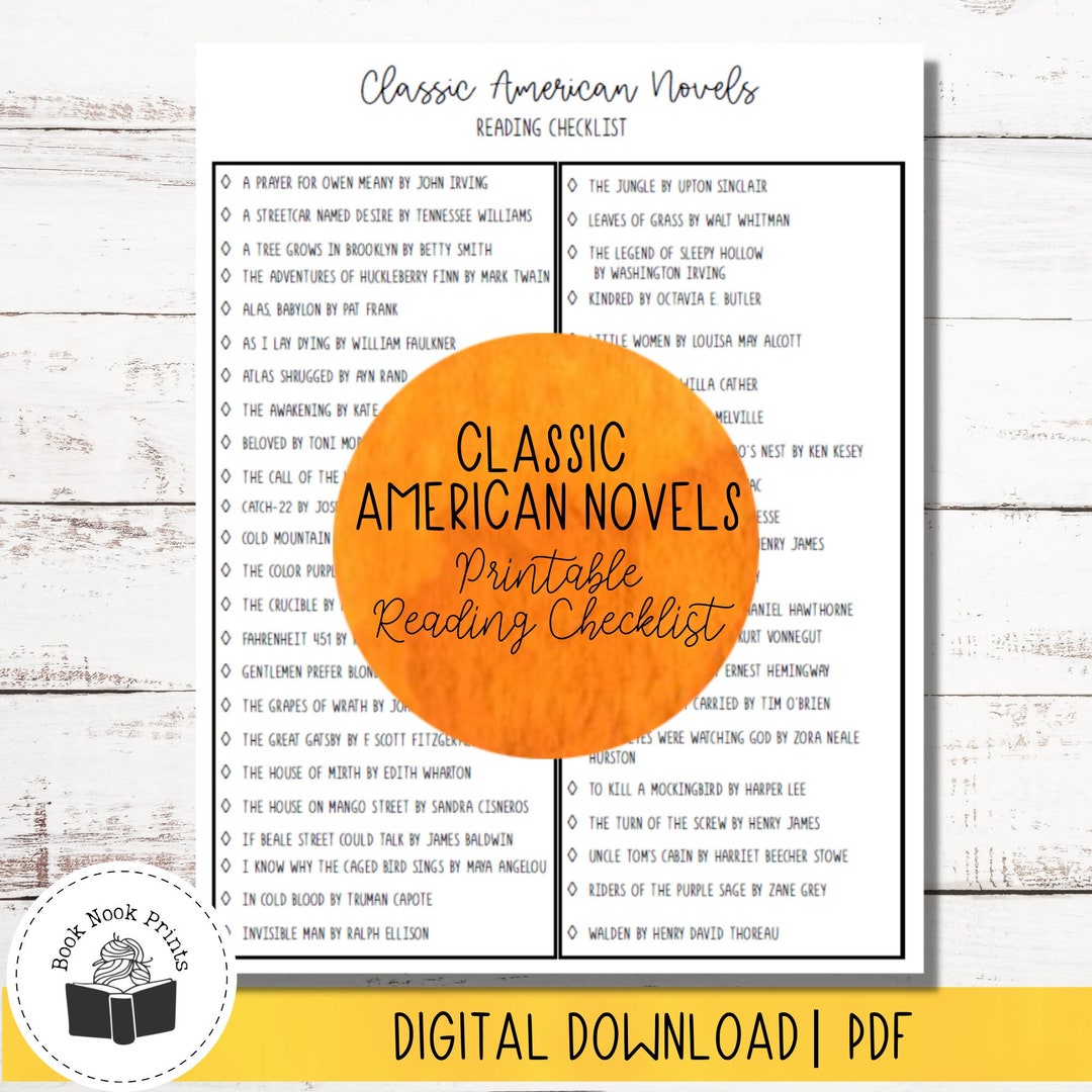 Classic American Novels Reading Checklist | PDF | Book List | Book ...