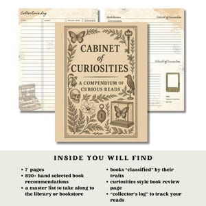 Printable Mini Cabinet of Curiosities Reading Guide, Romance, Mystery ...