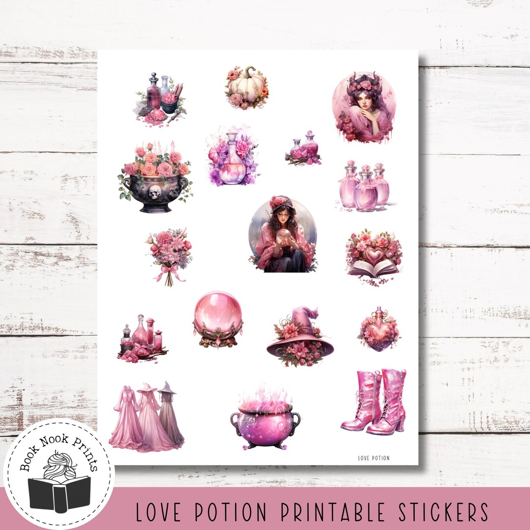 Printable Love Potion Stickers Mini Journal Kit Printable Stickers ...
