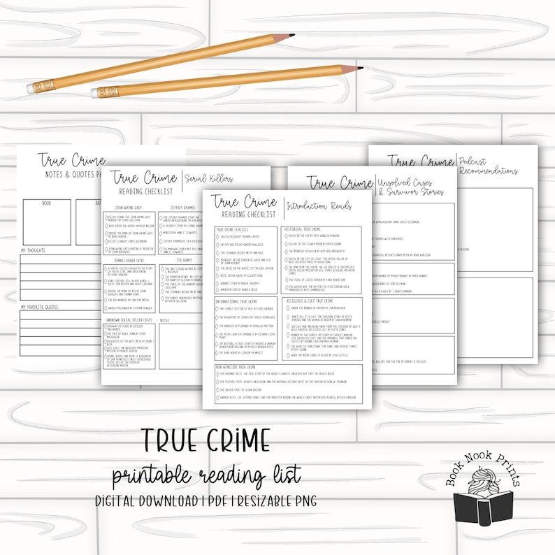 True Crime Reading Checklist | Printable Book Tracker (PDF) - Etsy