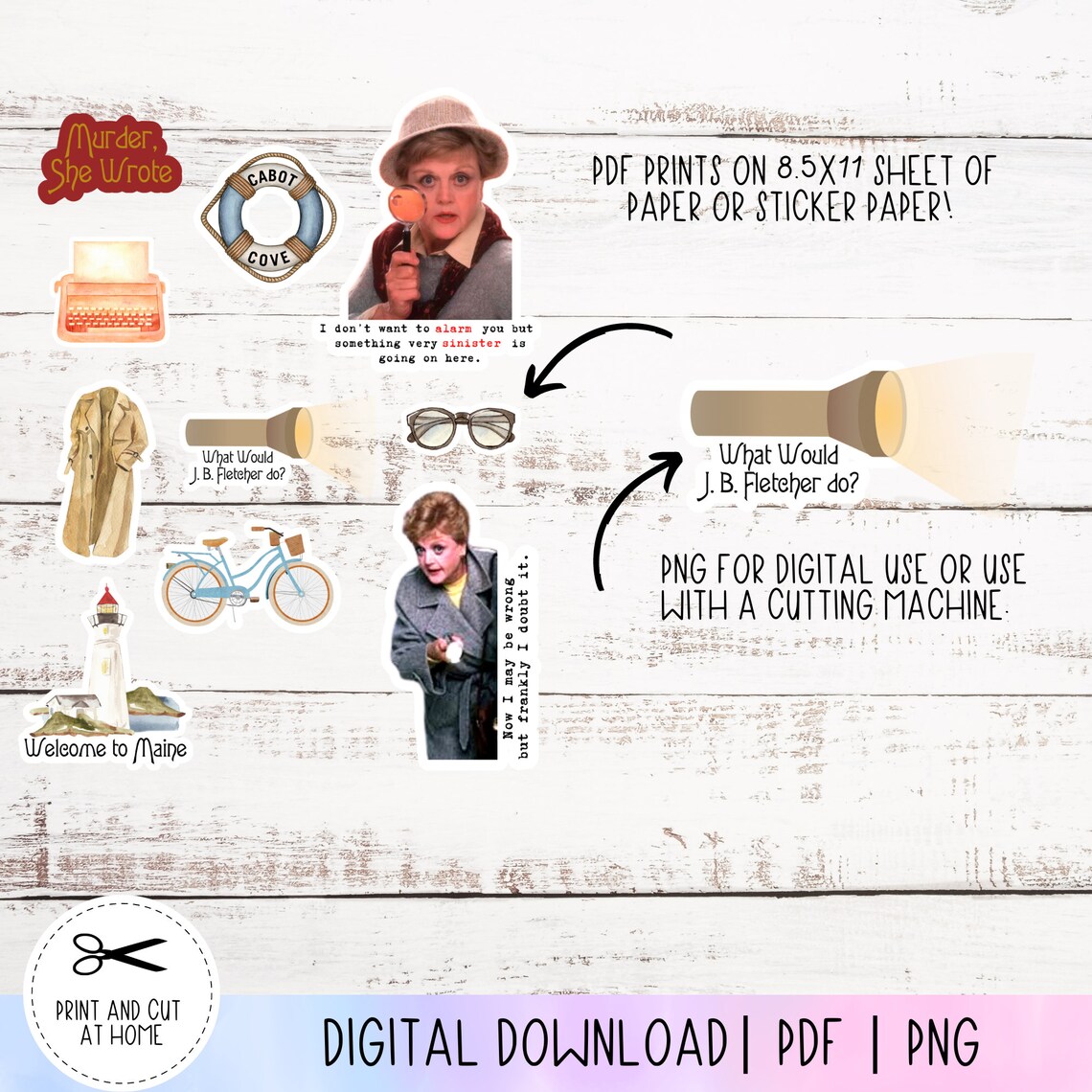 Murder She Wrote Printable Sticker Set Printable Stickers - Etsy