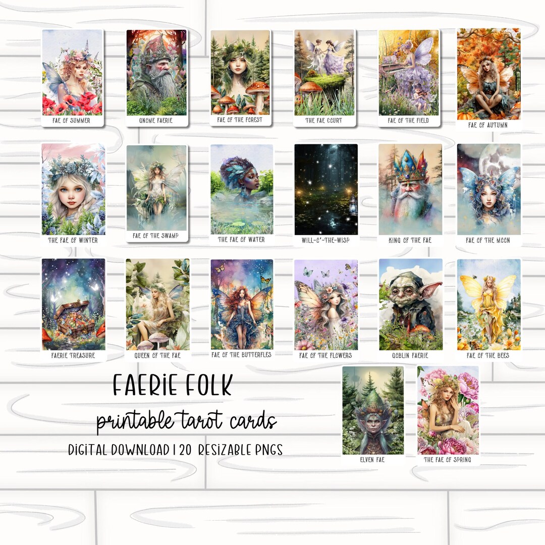 Faerie Folk Tarot Cards Printable Stickers Printable Cards PNG Cricut ...