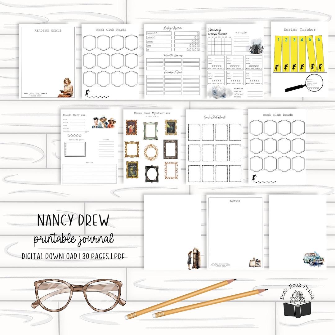 Nancy Drew Reading Journal Printable | Digital Download | PDF | Reading ...