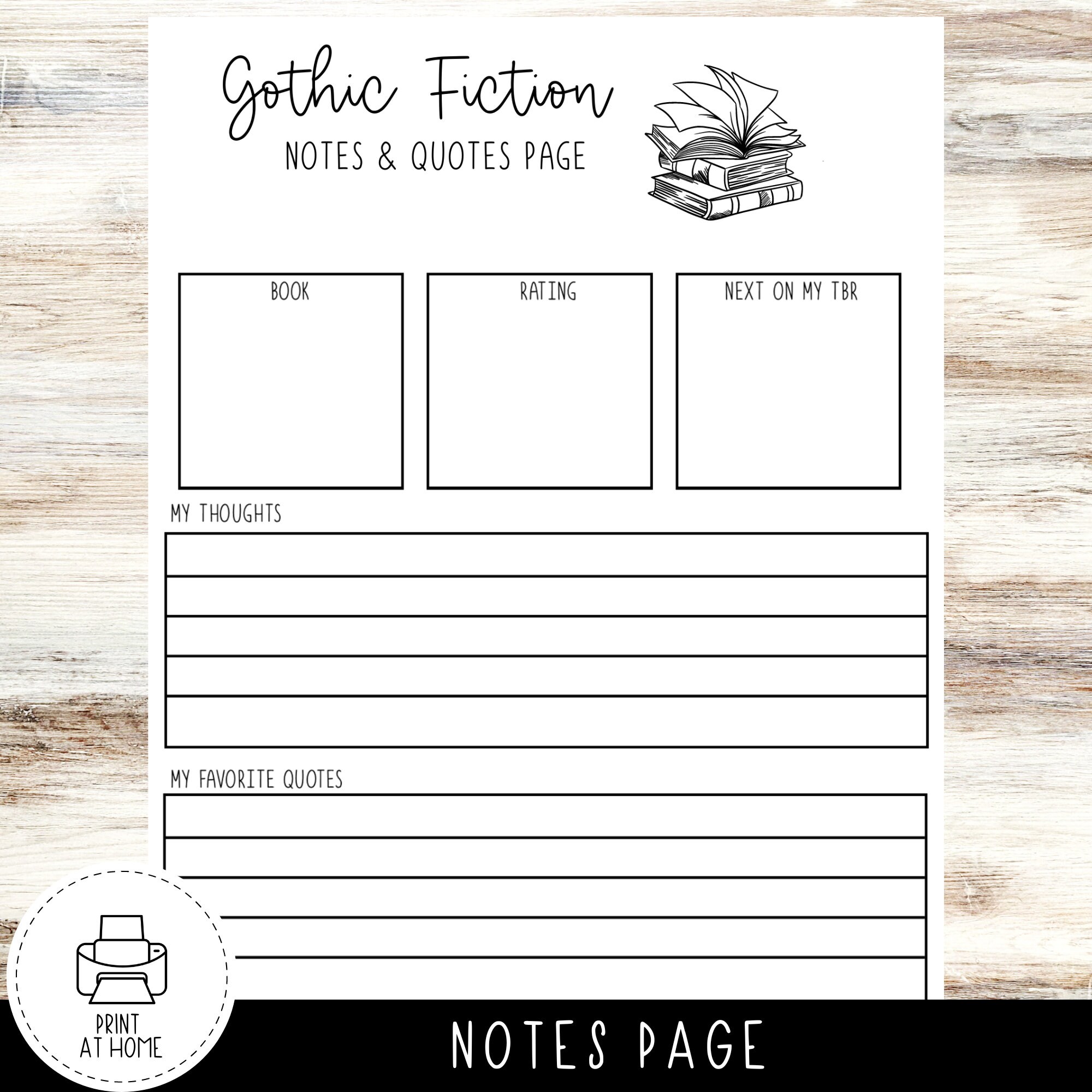 Gothic Fiction Reading Checklist Printable Reading List - Etsy