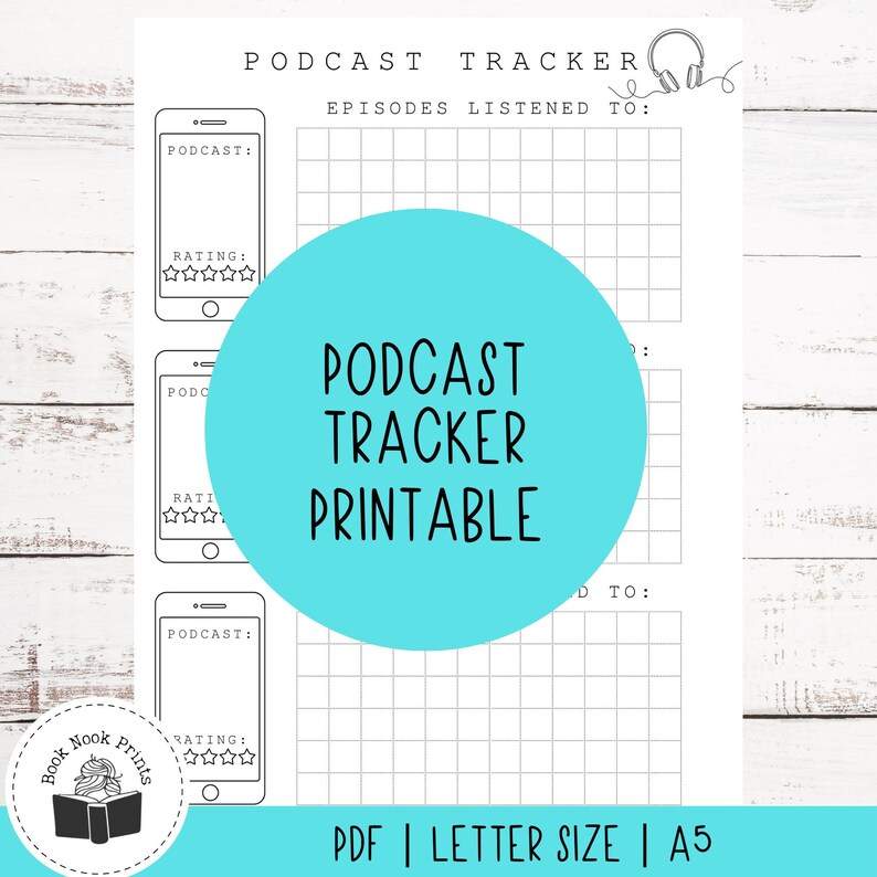Podcast Tracker Printable Tracker Bullet Journal Bujo Spread PDF Letter ...
