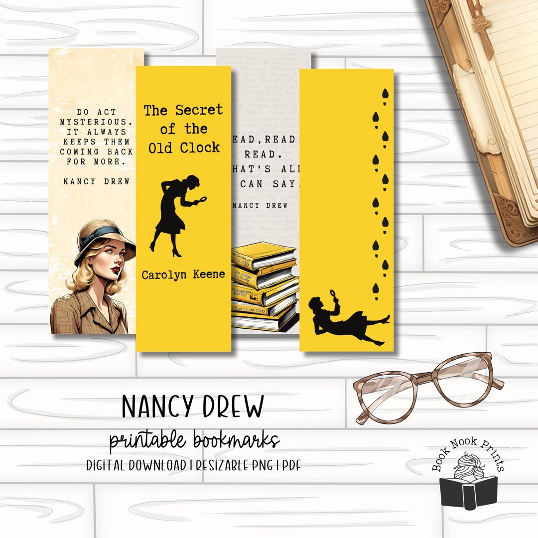Printable Nancy Drew Bookmark Set | Printable Bookmarks | PDF | PNG | 4 ...