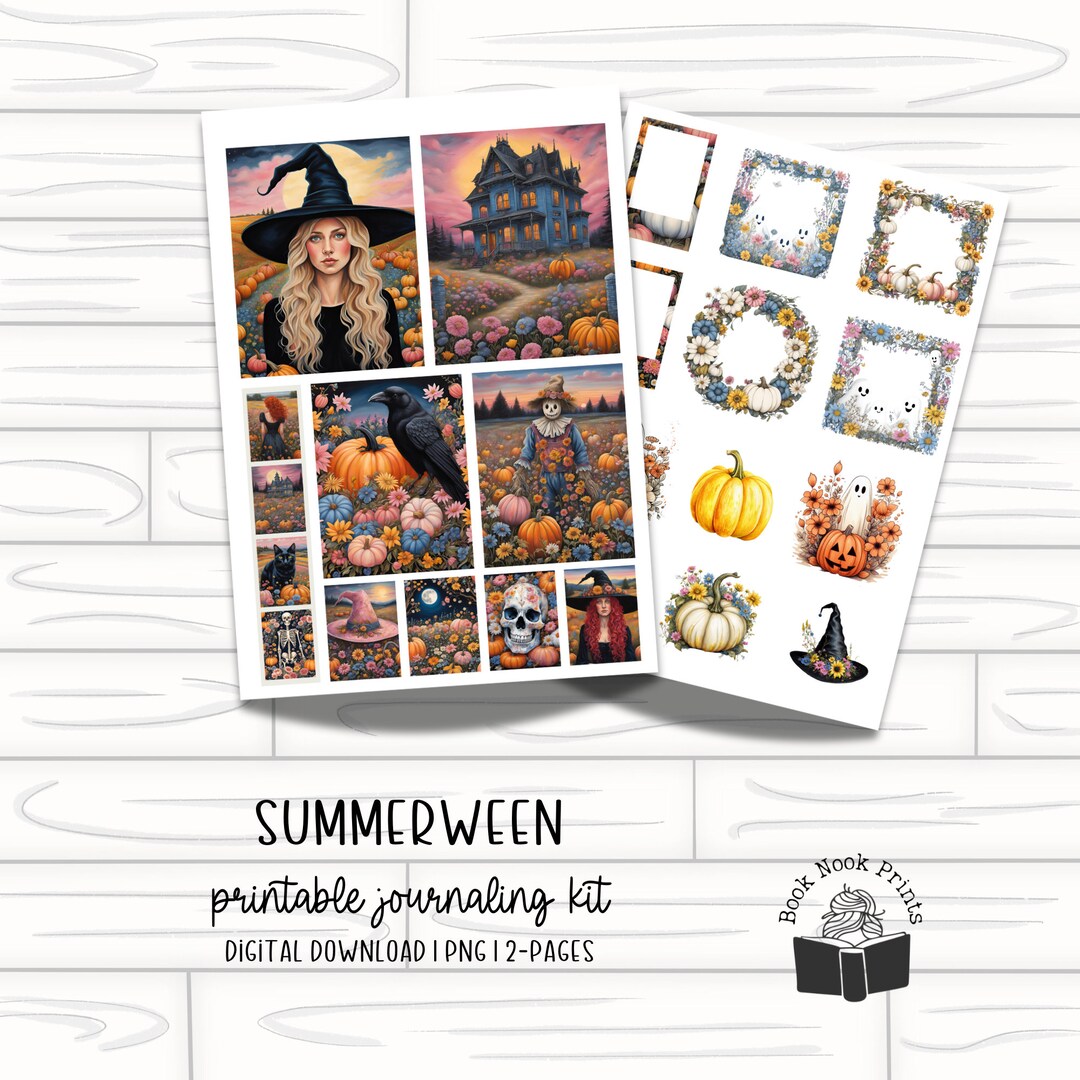Summerween Printable Journal Kit Planner Stickers Ghosts Pumpkins ...