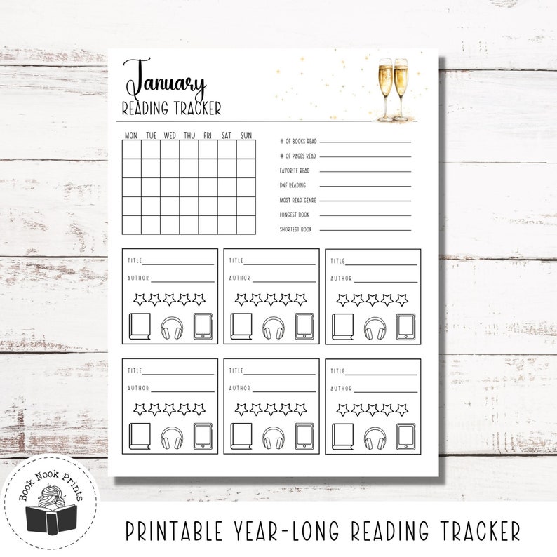 15 Page Yearly Reading Tracker Printable, Digital Download, PDF ...