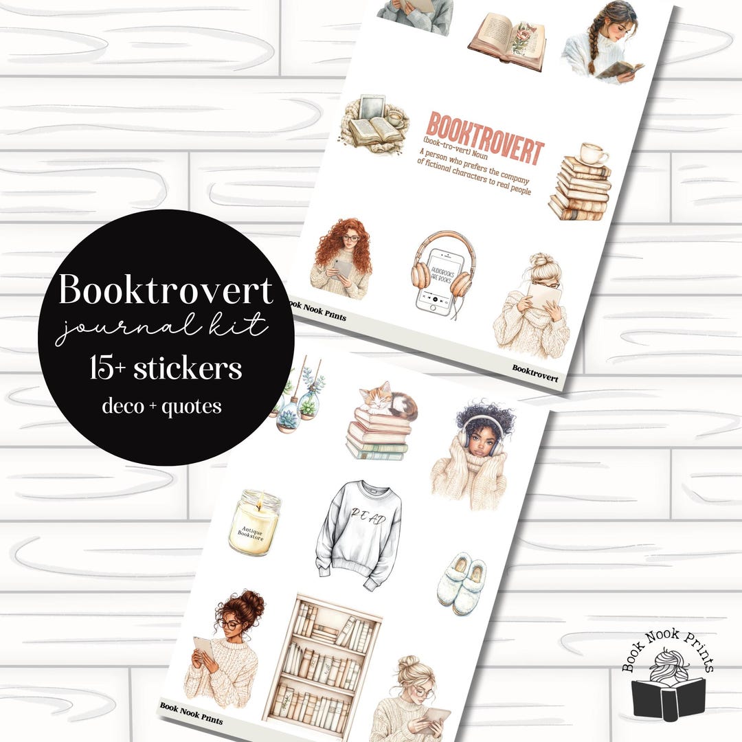 Booktrovert Printable Sticker Kit Planner Stickers Reading Journal ...