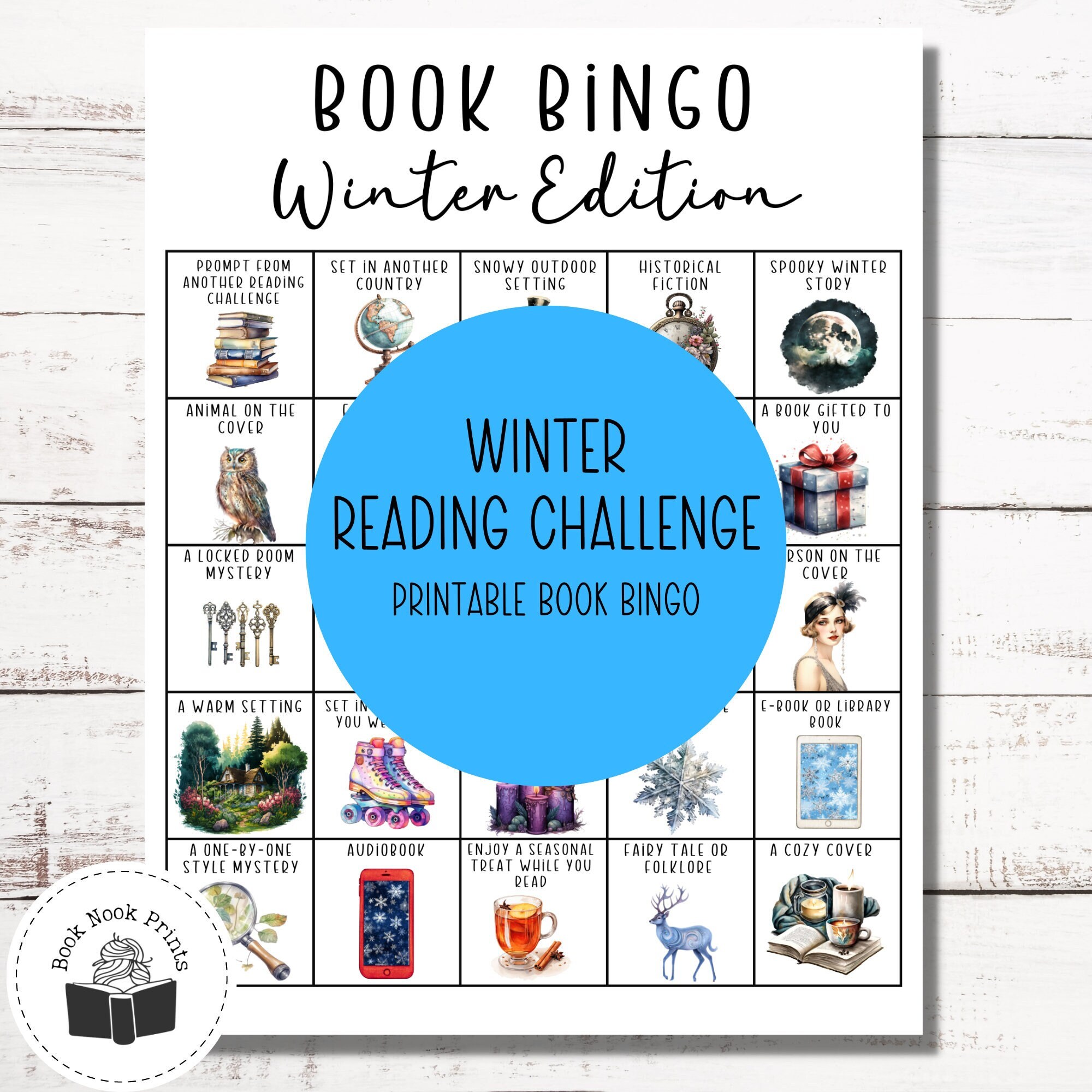 Winter Reading Book Bingo Printable Reading Challenge Reading Journal ...