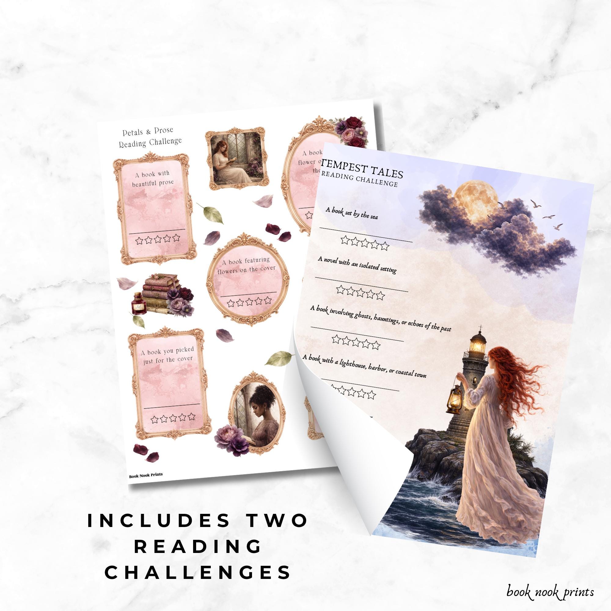 April Printable Bundle Reading Bookish Printables Journaling Challenge ...