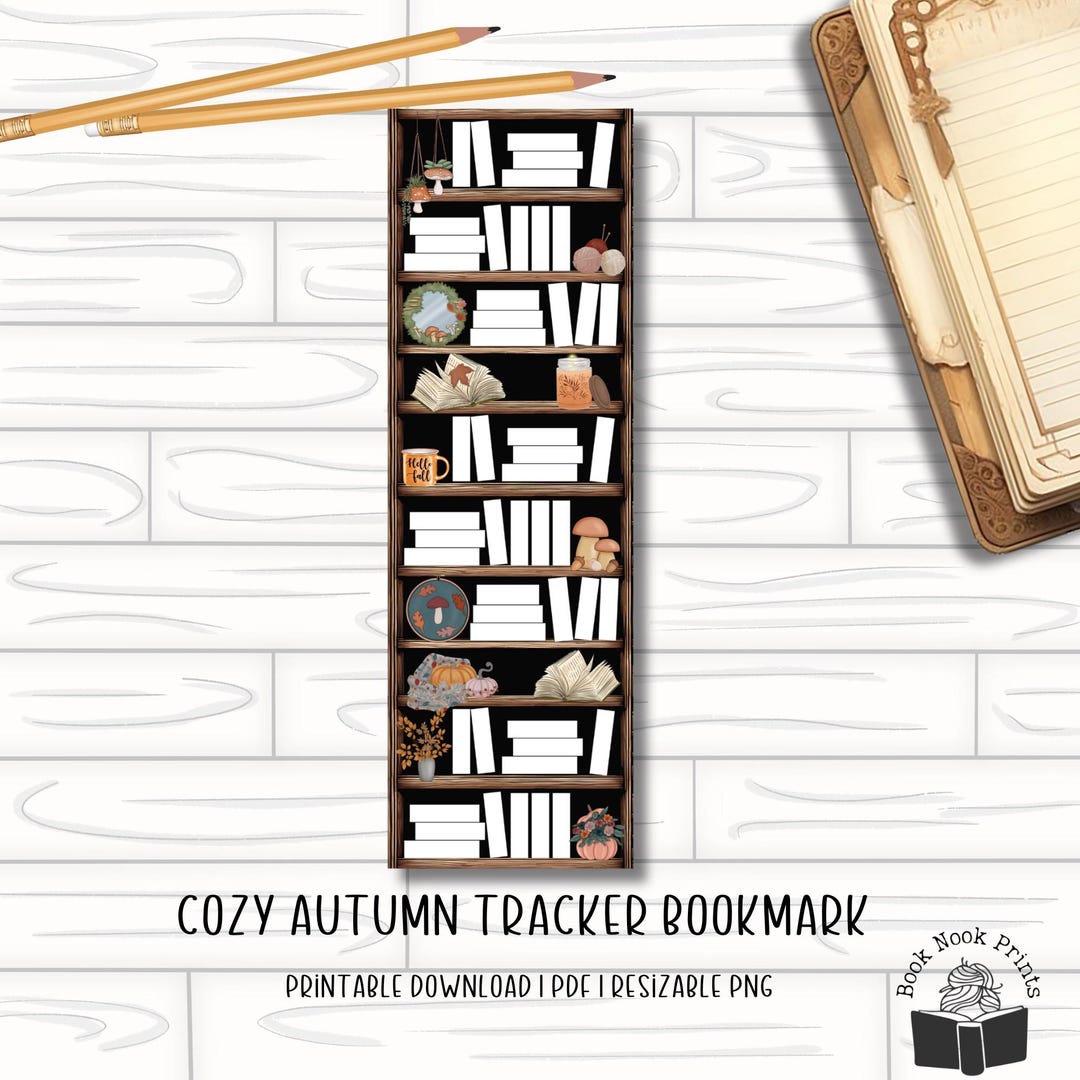 Autumn Cozy Tracker Bookmark Printable PDF PNG Digital Reading ...