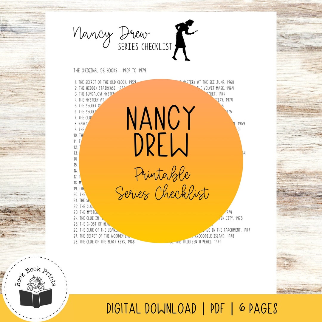 Nancy Drew Reading Checklist | Printable Reading List | Book Tracker ...